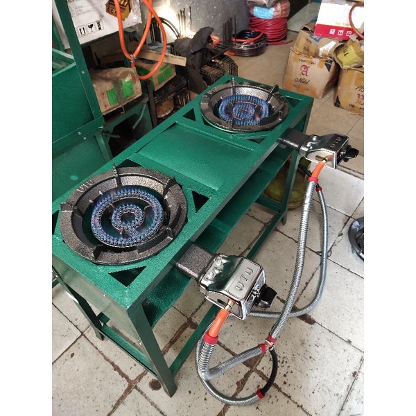 Jual 1set kompor gas api besar 2 tungku 1set selang regulator dan ...