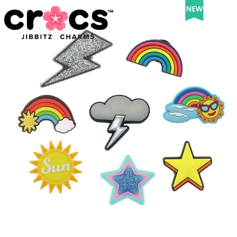Jual Jibbitz crocs Shoe Buckle Rainbow Clouds Sun Cute Weather ...