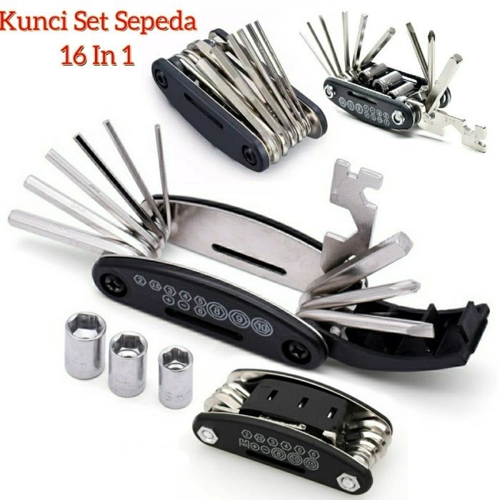 Jual Set Alat Multifungsi 16 dalam 1 untuk Sepeda: Kunci Shock Lipat ...