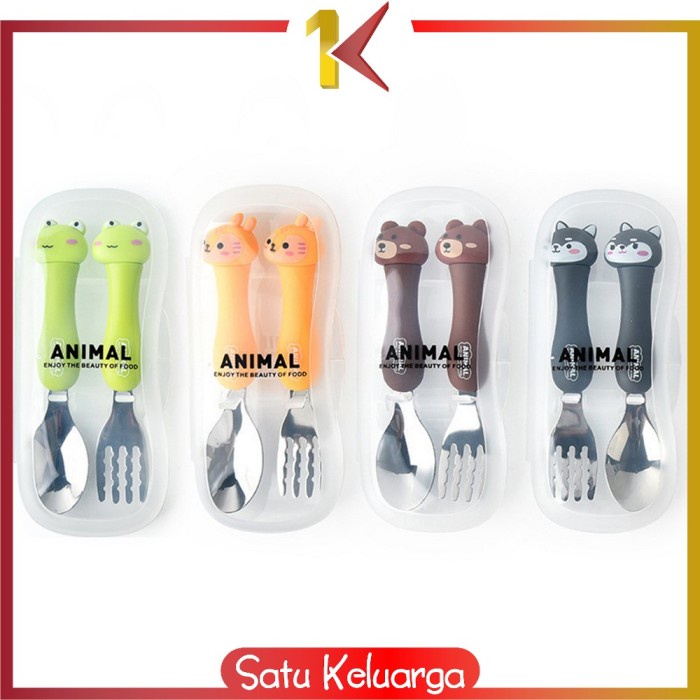 Jual SK-C962 Sendok Set Anak Karakter Animal Stainless Steel Alat Makan ...