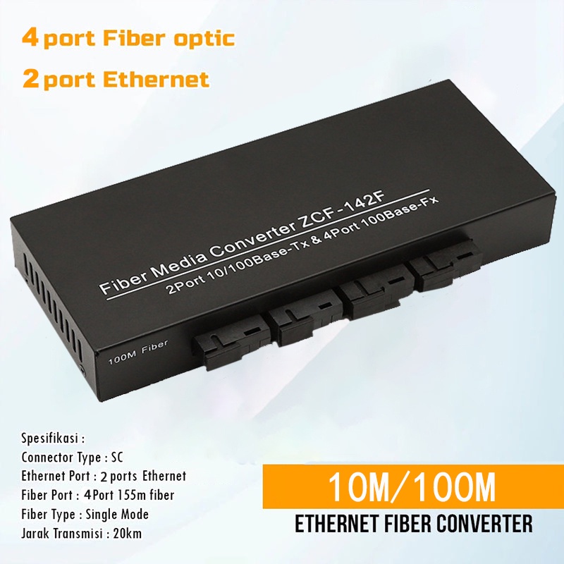 Jual MEDIA Converter Fiber 4 Port FO 2 Port Lan 10/100 POE | Shopee Indonesia