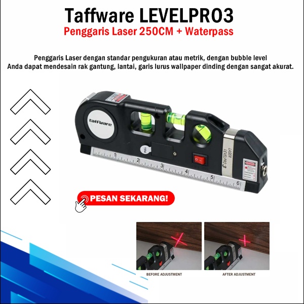 Jual Penggaris Laser Waterpass Levelpro3 Meteran Laser Horizontal 250cm ...