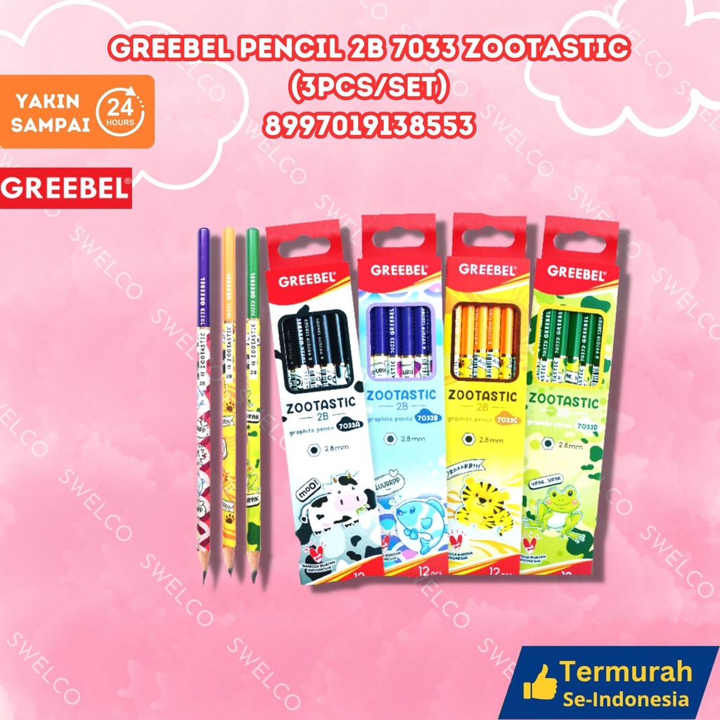 Jual GREEBEL Pensil Pencil Kayu Karakter/Grafit/Graphite 2B 7033 ...
