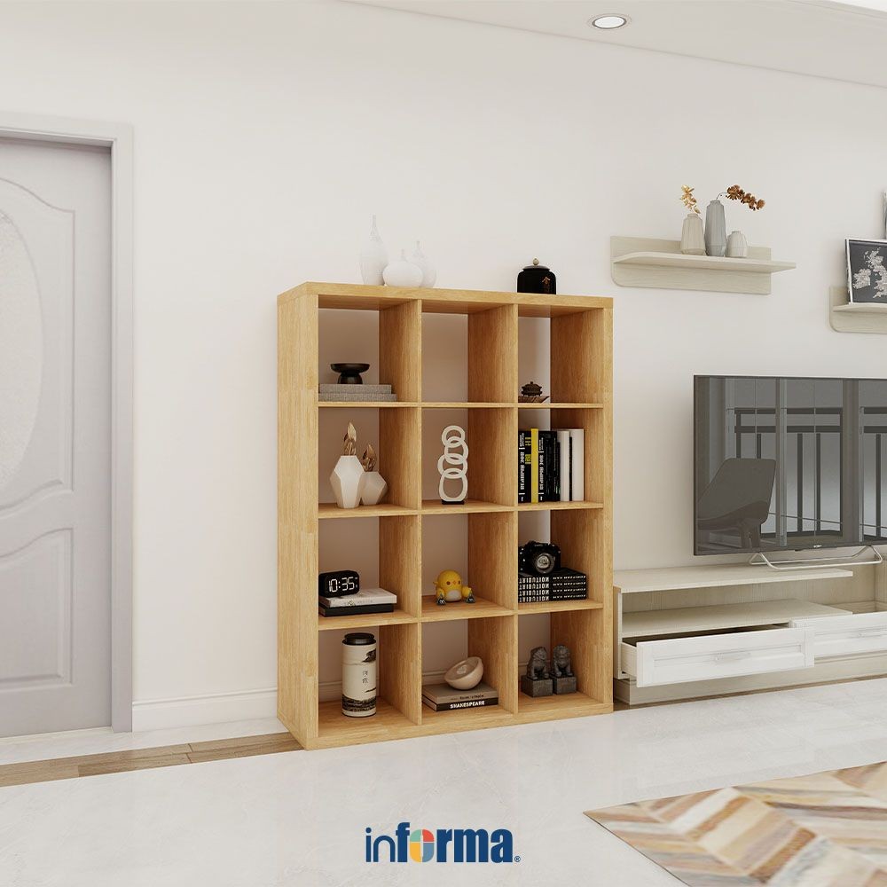 Jual Informa Dallas Rak Buku 12 Kompartemen - Cokelat Oak Bookshelf ...