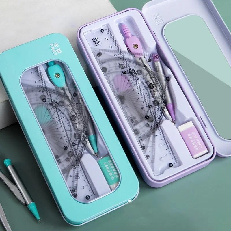 Jual 7pcs/box Compass Protractor Ruler Set Specific Ruler for Drafting ...