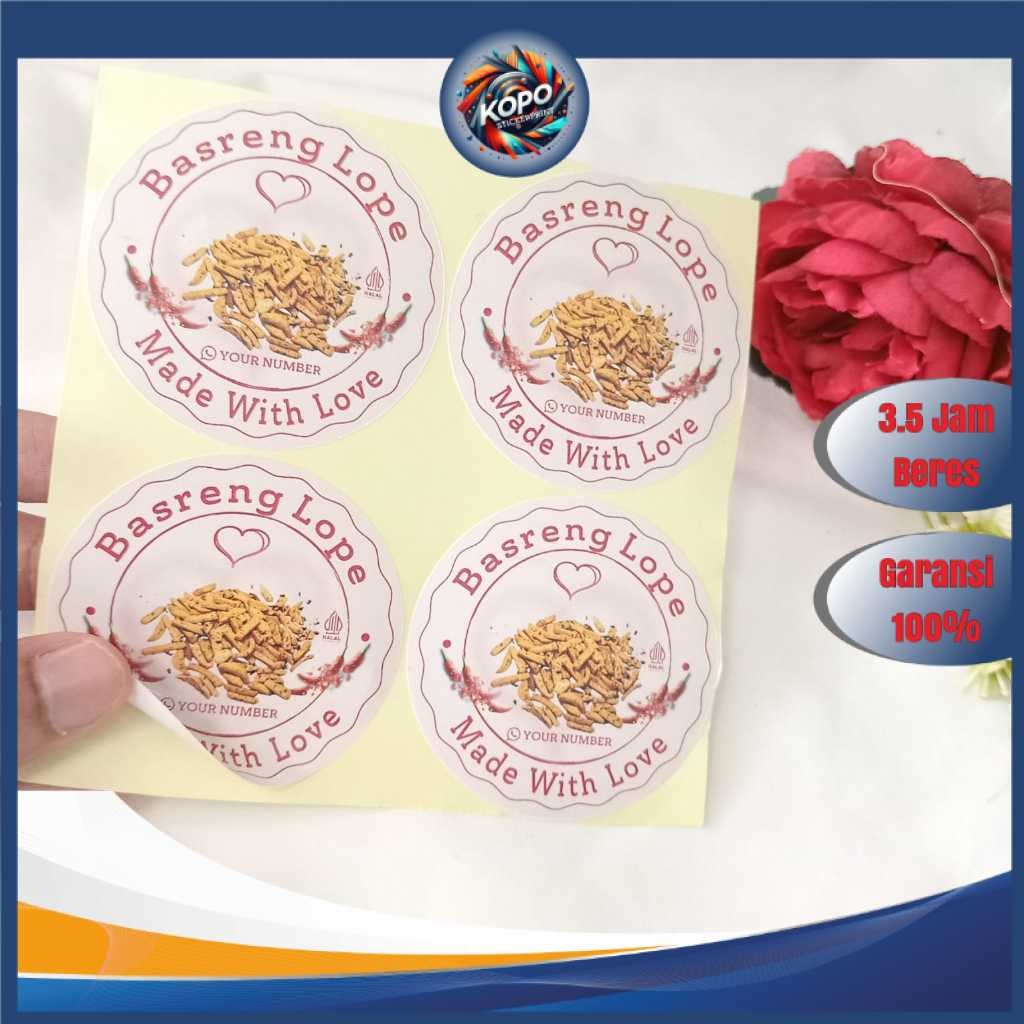 Jual KOPO Sticker Print Label Makanan Cemilan Basreng Bentuk Bulat Free ...