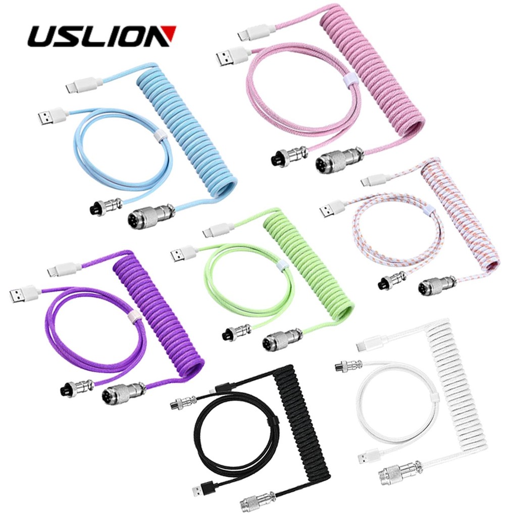 Jual USLION Mechanical Keyboard Coiled Cable USB Type C Mechanical ...