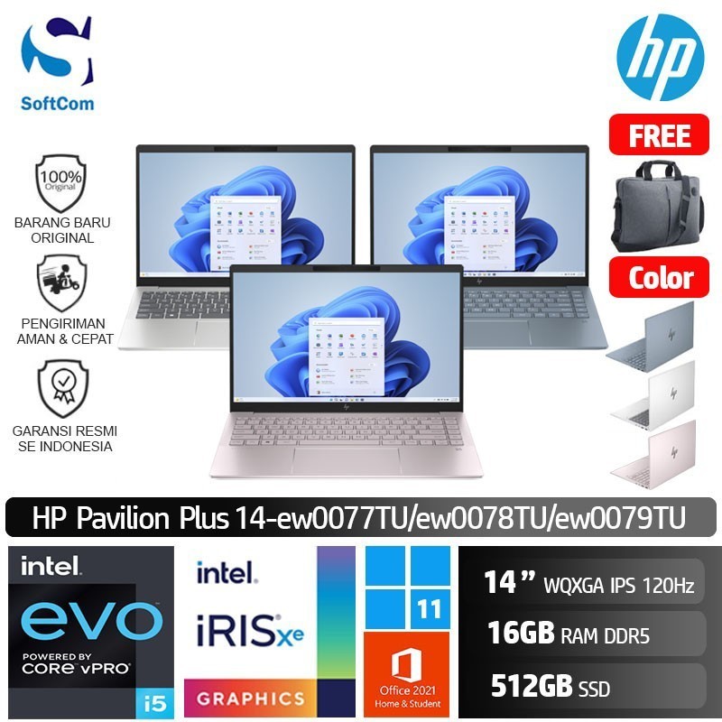 Jual Hp Pavilion Plus 14 ew0077TU ew0078TU ew0079TU i5 1335U EVO/16GB/512GB SSD/W11 | Shopee ...