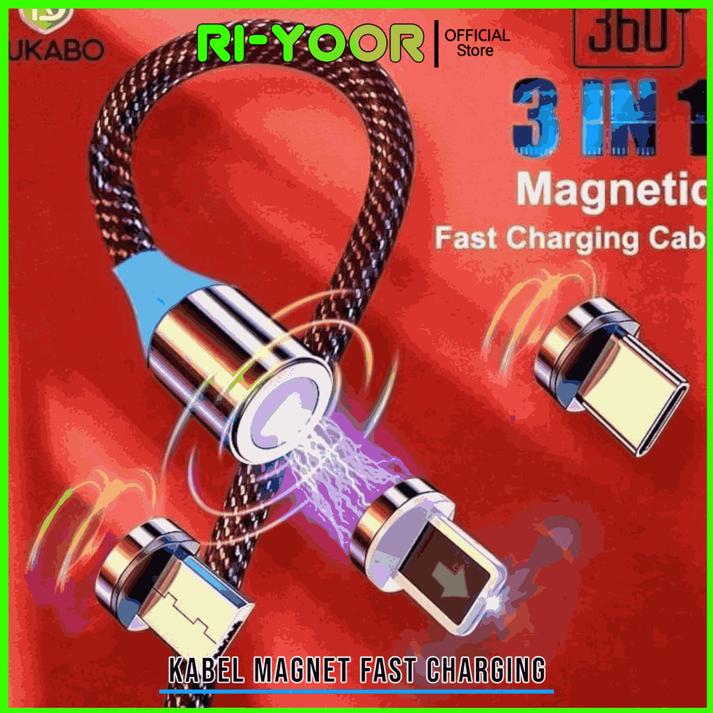 Jual 3A fast charging magnetic cable data transfer kabel casan magnet ...