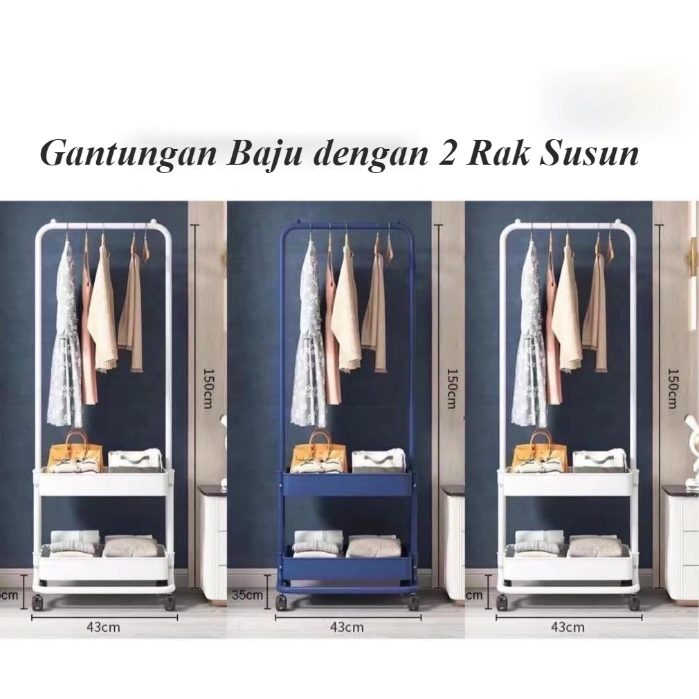 Jual Gantungan Pakaian dengan 2 Rak Susun / Rak Gantungan Baju / ALEXA ...
