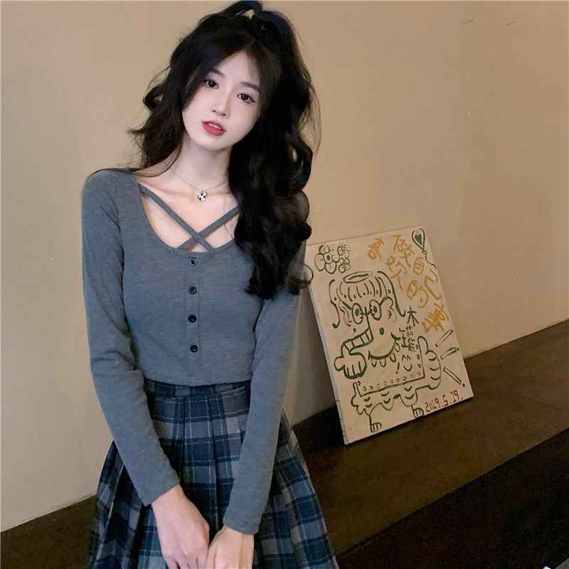Jual [ COD ] Aroana Kaus Lengan Panjang Ceruk Desain Atasan Wanita ...