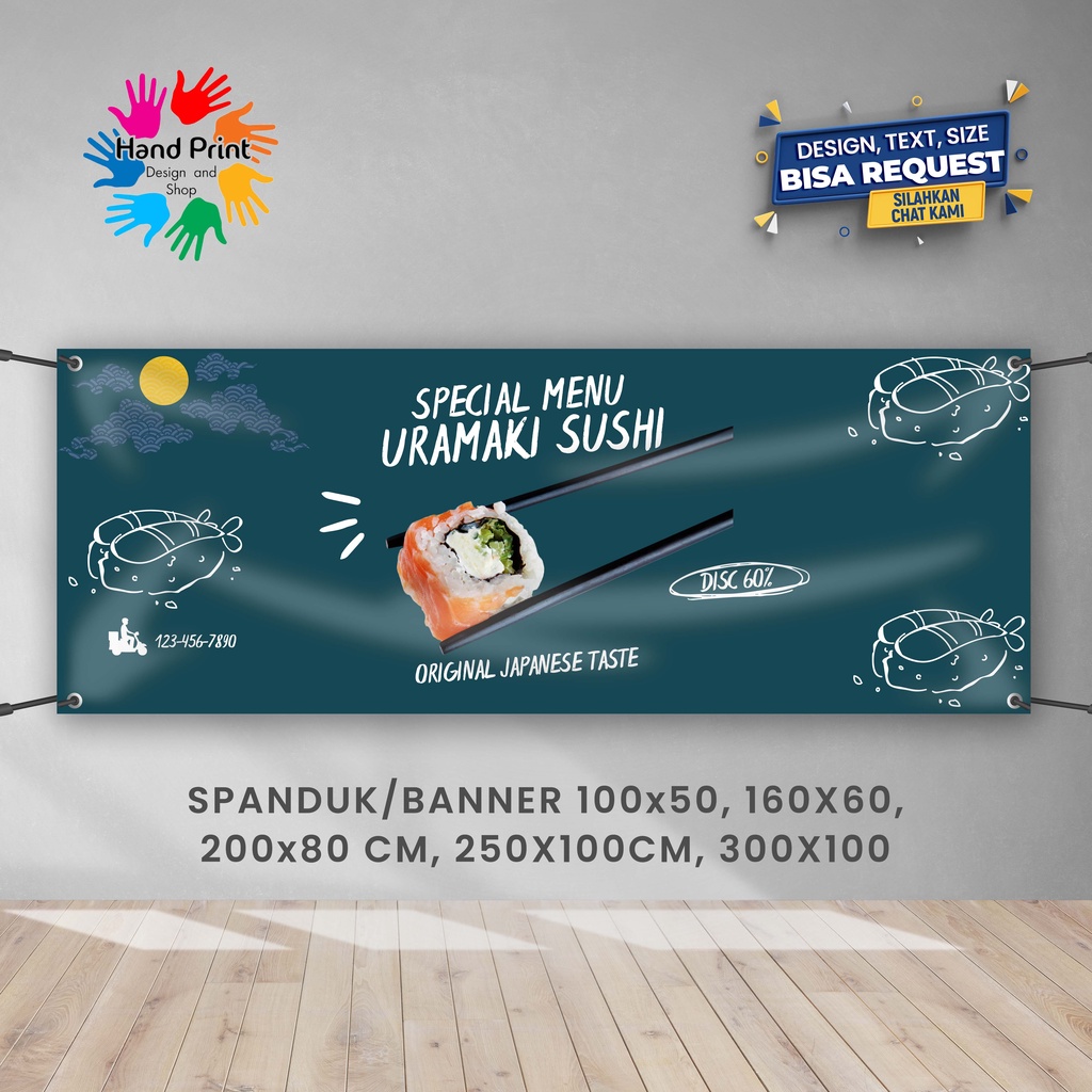 Jual SPANDUK BANNER Sushi Makanan Jepang Kimbab Bisa Request Desain ...