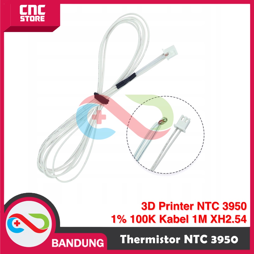Jual 3D PRINTER THERMISTOR NTC 3950 1% 100K KABEL 100CM 1M XH2.54 ...