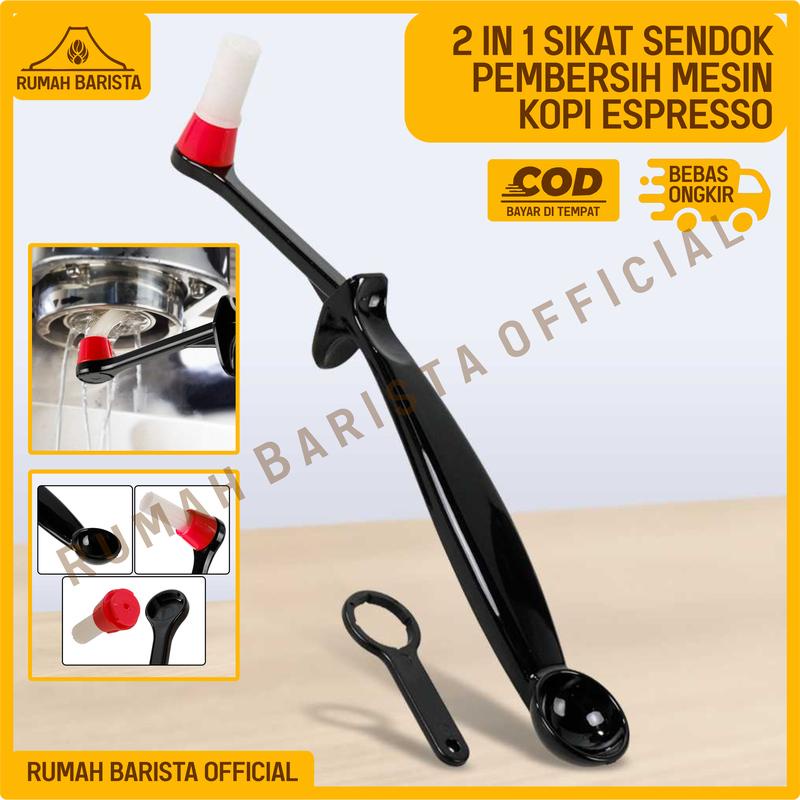 Jual Sikat 2 in 1 Pembersih Mesin Kopi Espresso Sendok Sikat Porta Head ...