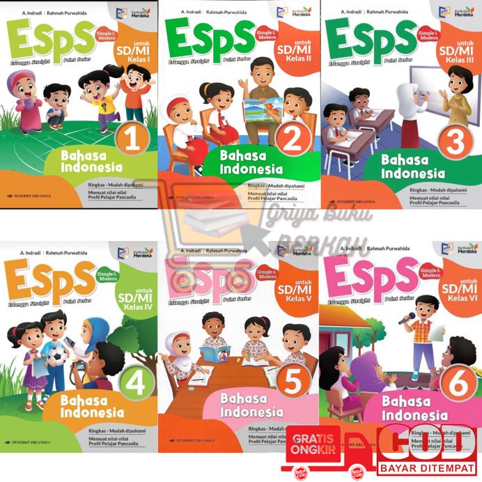Jual BUKU KURIKULUM MERDEKA ESPS BAHASA INDONESIA SD/MI Kelas 1 2 3 4 5 6 Penerbit Erlangga - A ...