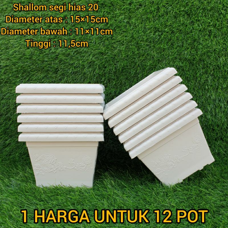 Jual (12pcs) LUSINAN SHALLOM SEGI HIAS 20 (15×15cm) : pot bunga kotak ...