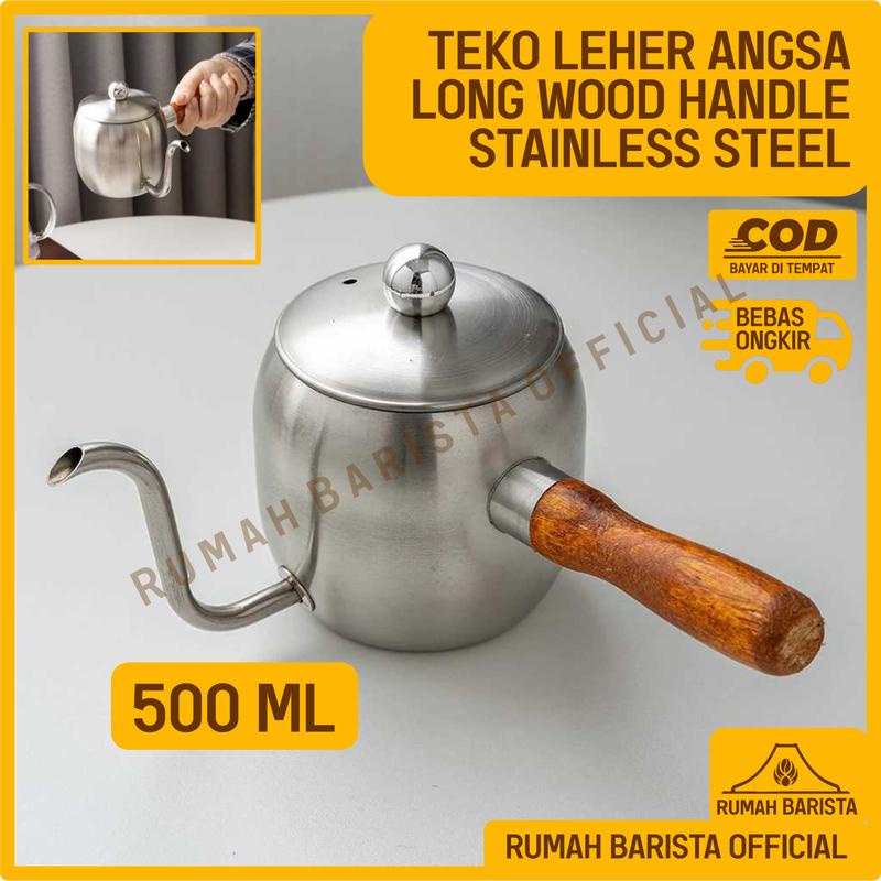 Jual Ketel Leher Angsa 500ML Long Wood Handle Stainless Steel - Coffee ...