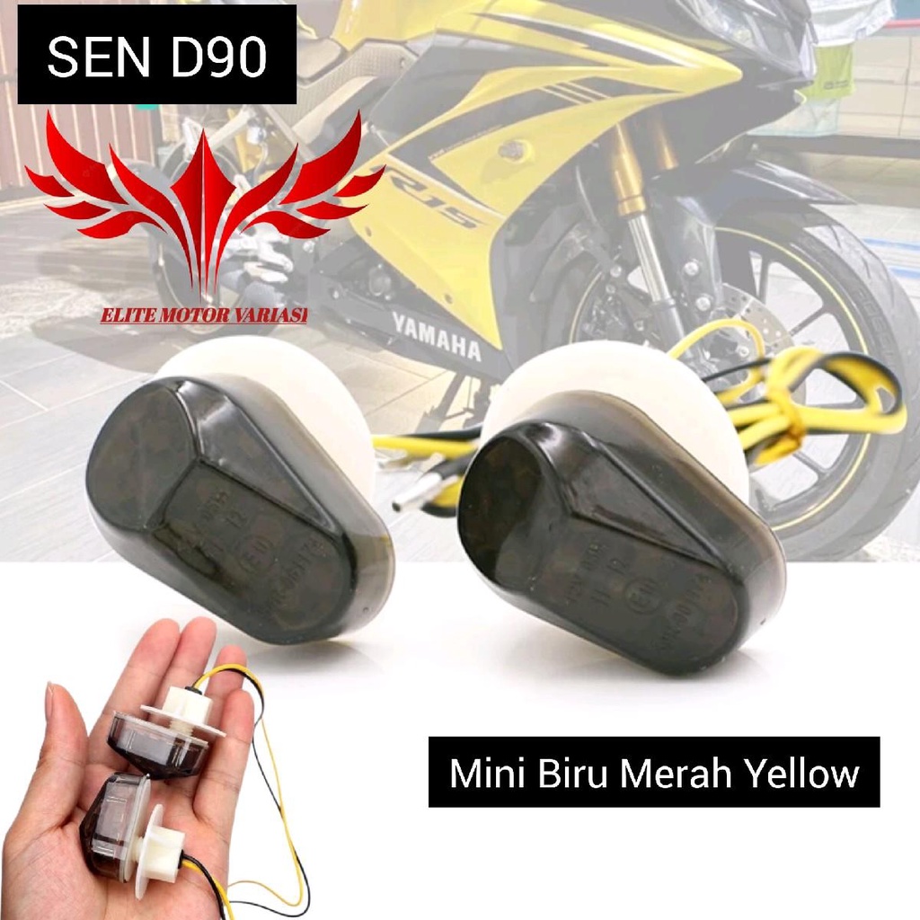 Jual Sein Fairing Lampu Sen Tempel Mini Led D90 Yellow Biu Merah | Shopee Indonesia