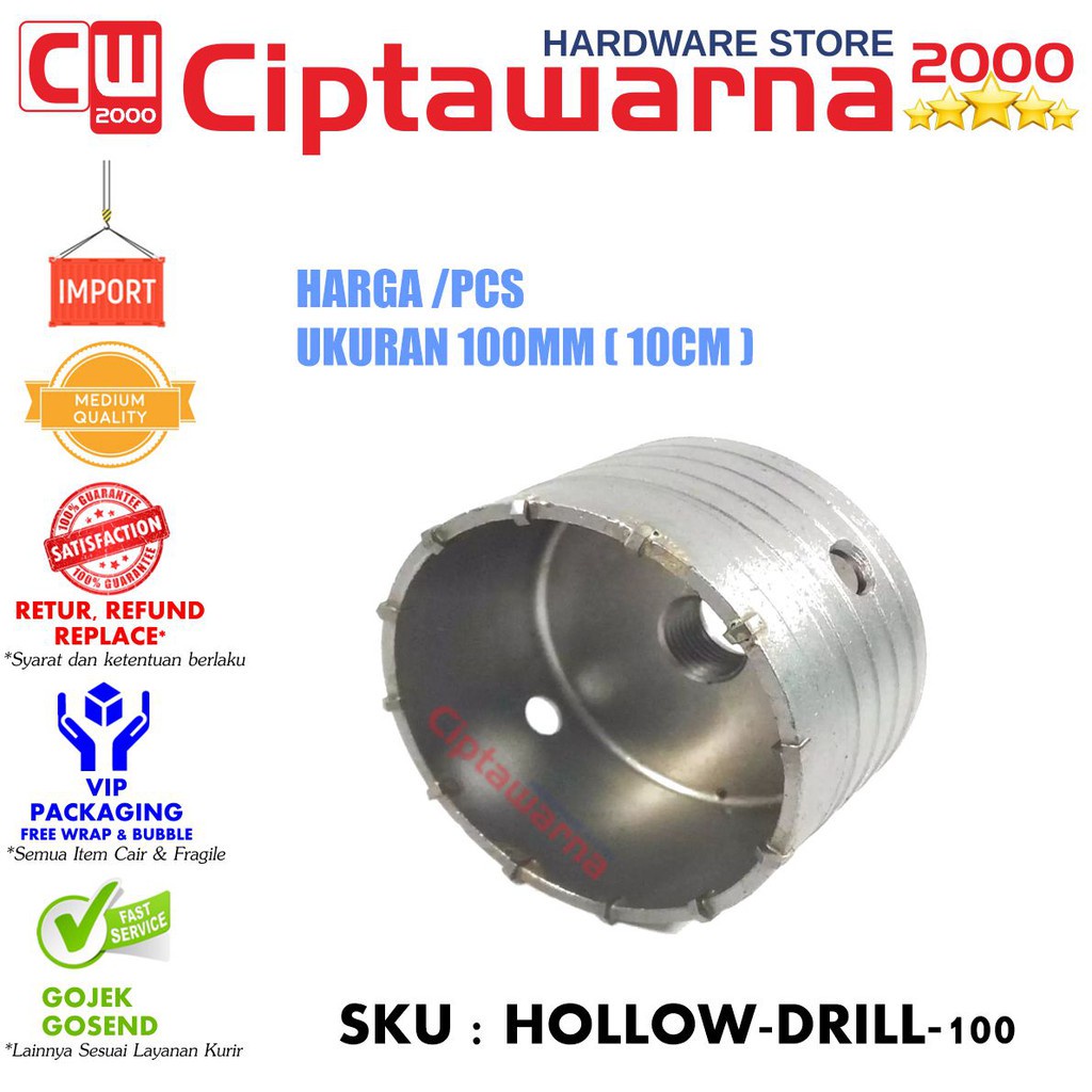 Jual Hollow Drill Mata Bor Beton Matabor Hole Saw Holesaw Core 100 mm ...