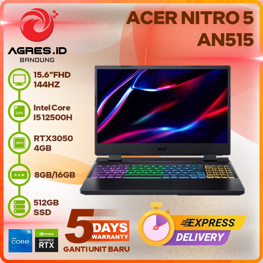 Jual ACER NITRO 5 AN515 I5 12500H RTX3050 8GB 512GB 15.6FHD 144HZ ...