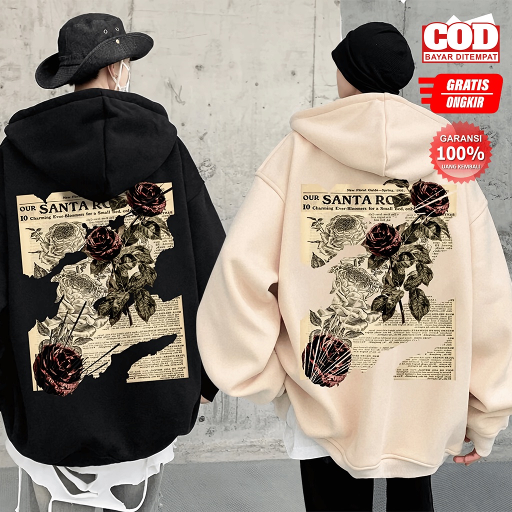 Jual Promo Hoodie Pria Wanita Jumbo SIze M - XXXXXL Hoodie Santa Rose ...