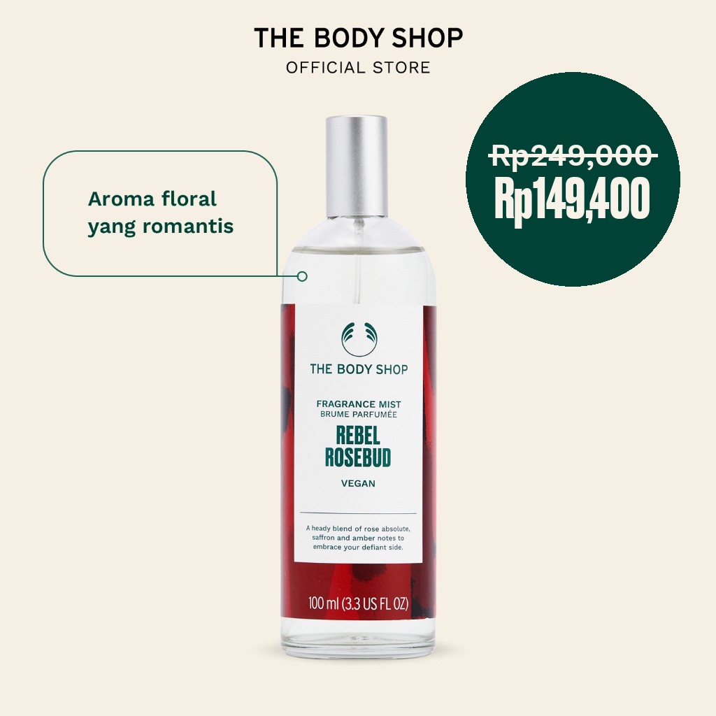 Jual The Body Shop Rebel Rosebud Body Mist Fragrance 100Ml | Shopee ...