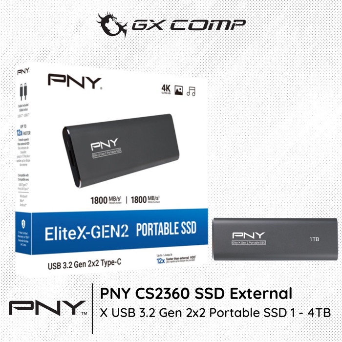 Jual PNY Elite-X USB 3.2 Gen 2x2 Portable SSD 1 - 4TB (External SSD ...