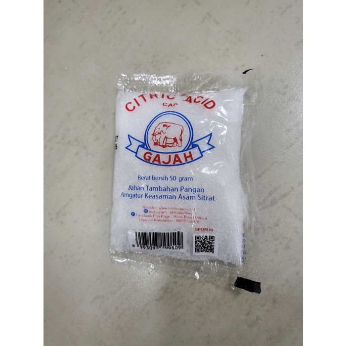 Jual SITRUN CITRIC ACID CAP GAJAH CITRUN ACID 50 GRAM | Shopee Indonesia