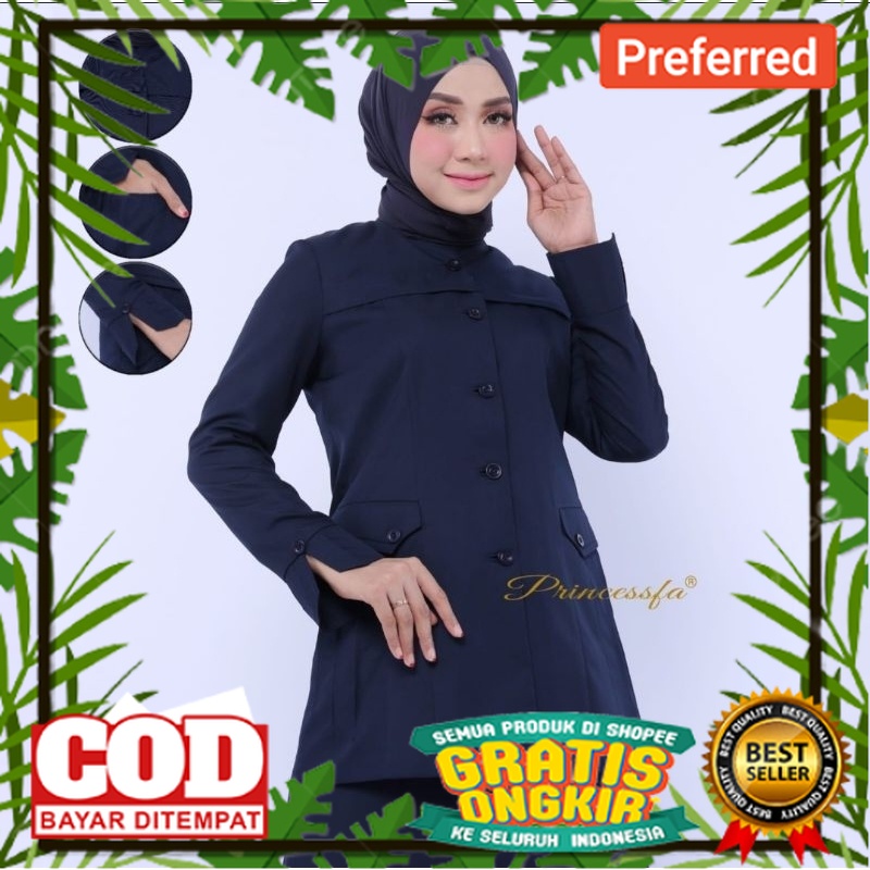 Jual Baju PDH Biru Dongker Princessfa Baju Guru Biru Dongker// BAJU PDH ...
