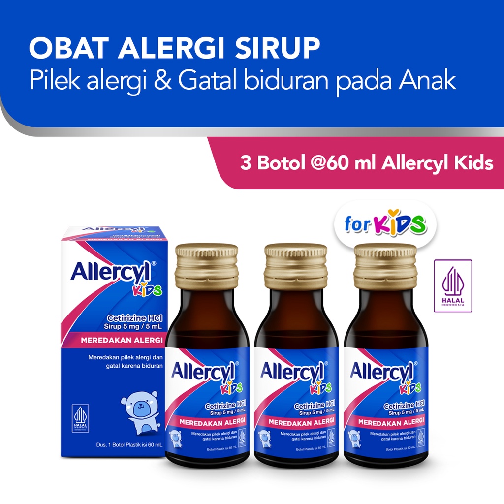 Jual Allercyl Kids Syrup (60ml / 3 Botol) [03.2027] | Shopee Indonesia