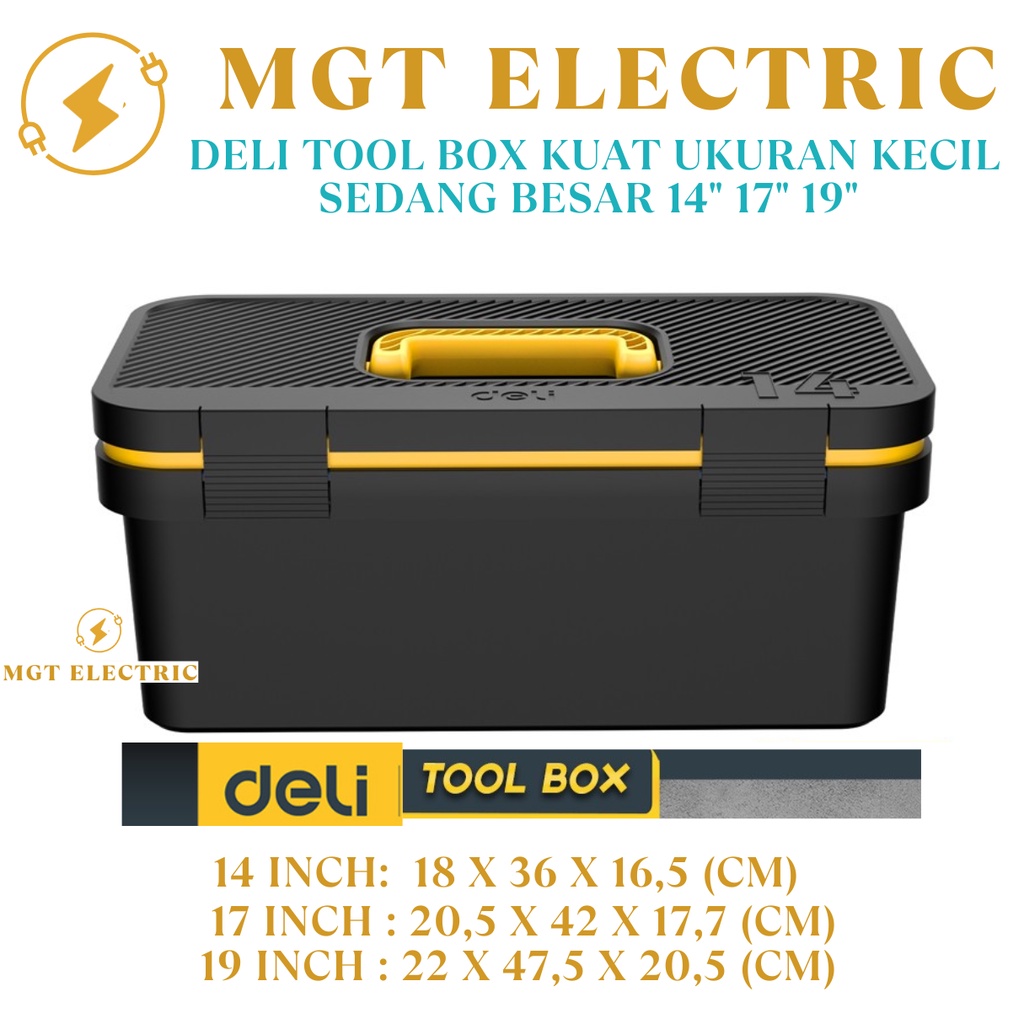 Jual Deli Tool Box Kuat Ukuran Kecil Sedang Besar 14" 17" 19" DL43281X ...
