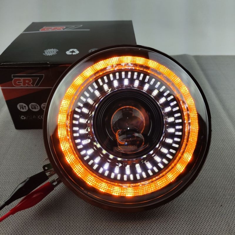 Jual Headlamp LED CR7 Dragon eyes Bulat 7 inch High Low Harley Royal ...