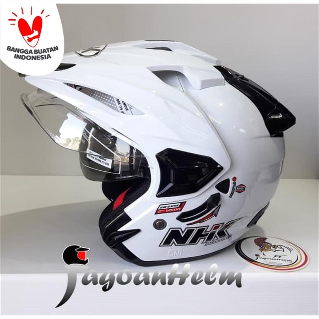 Jual NHK HELM PREDATOR CRYPTON | SOLID WHITE | NEW DOUBLE VISOR ...