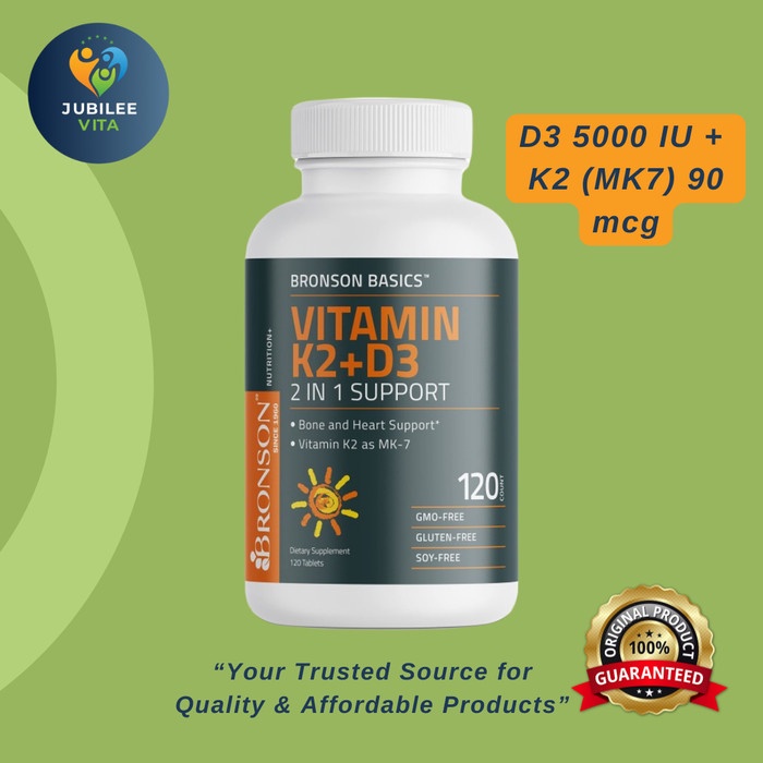 Jual Bronson Basics Vitamin D3 5000 iu K2 90 mcg, 120 tablet | Shopee ...