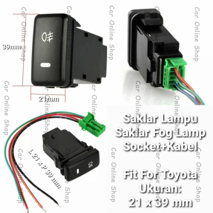 Jual 4x2cm Switch Saklar Tombol Lampu Kabut Foglamp Drl Projie Toyota ...
