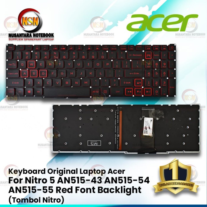 Jual Keyboard Acer Nitro 5 AN515-43 AN515-54 AN515-55 - RED FONT ...