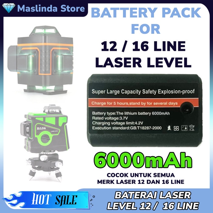Jual Baterai Laser Level Hilda 12 line 16 line Kapasitas Besar 5800 mah Baterai Laser Alat Ukur ...