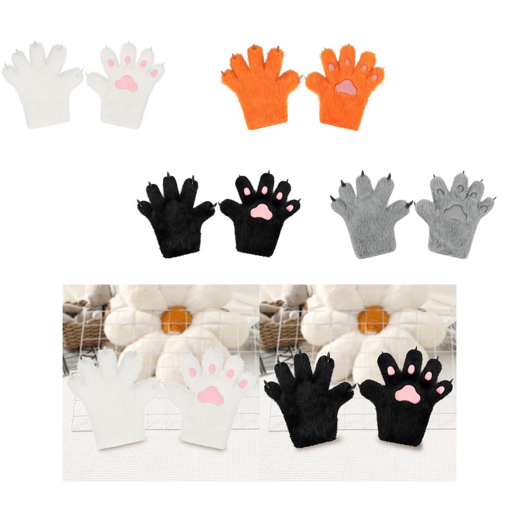 Jual Animal Gloves Costume Gloves Plush Hands Claw Photo Props Cat Claw ...