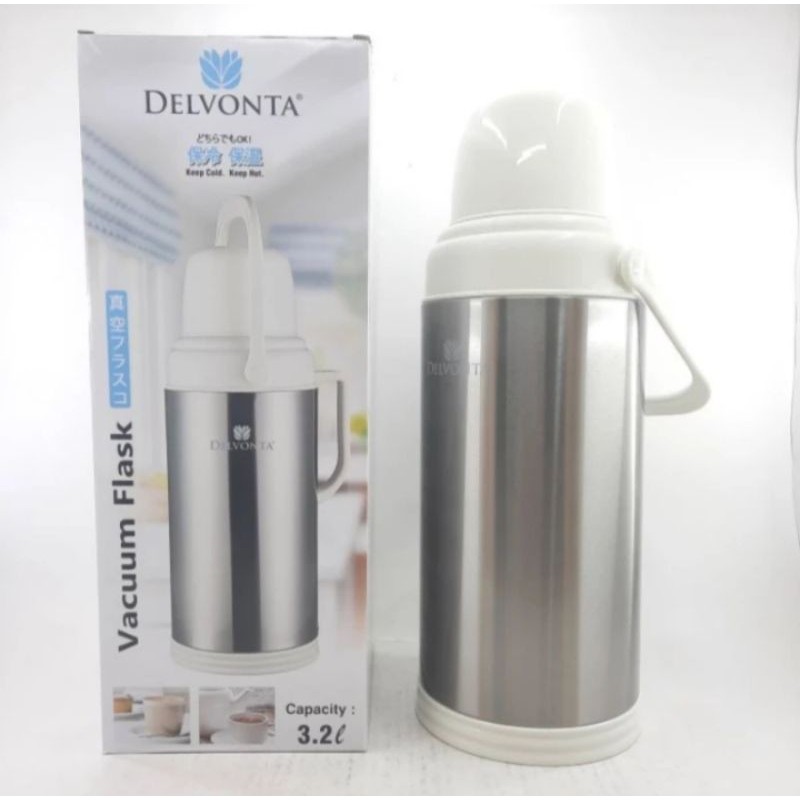 Jual Termos Air Panas DELVONTA Vacuum Flask 3,2 Liter / Termos Air ...