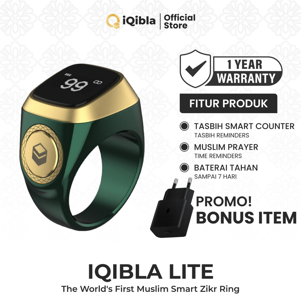 Jual iQibla Zikr Ring Lite E01 | Tasbih Digital | Cincin Tasbih Digital | Green | Shopee Indonesia