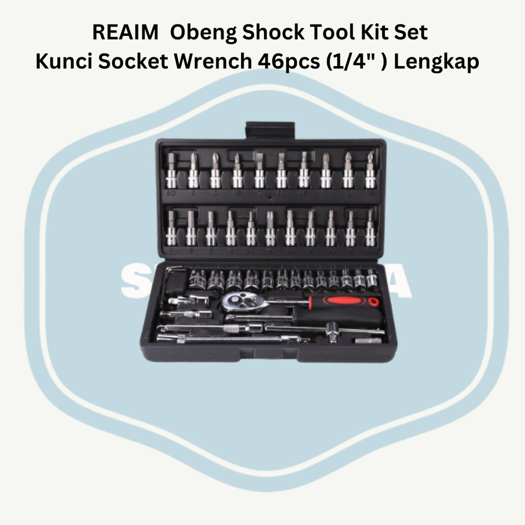 Jual REAIM Obeng Shock Tool Kit Set - Kunci Socket Wrench 46pcs (1/4 ...