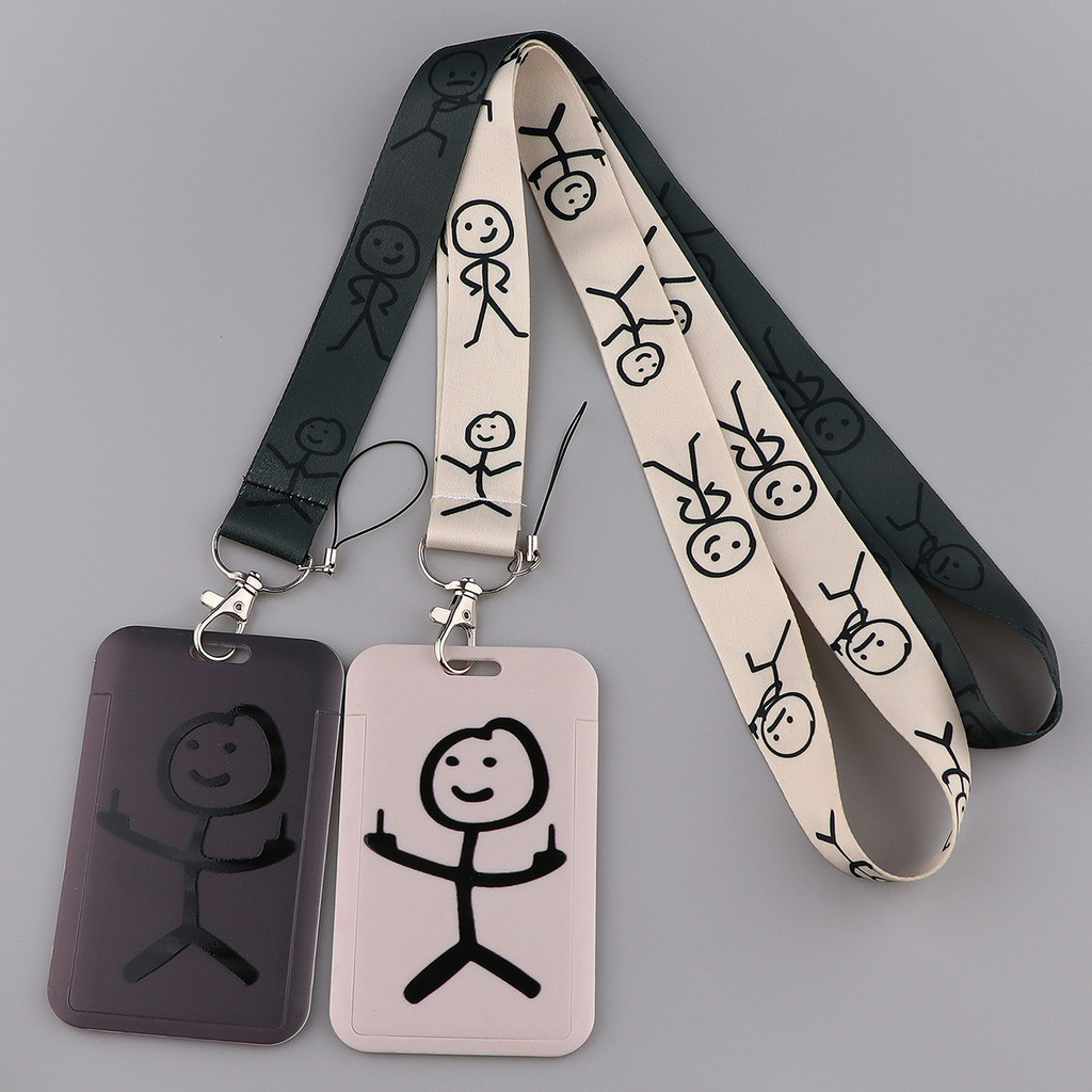 Jual Funny Middle Finger Stickman Keychain Cute Lanyard Neck Strap for ...