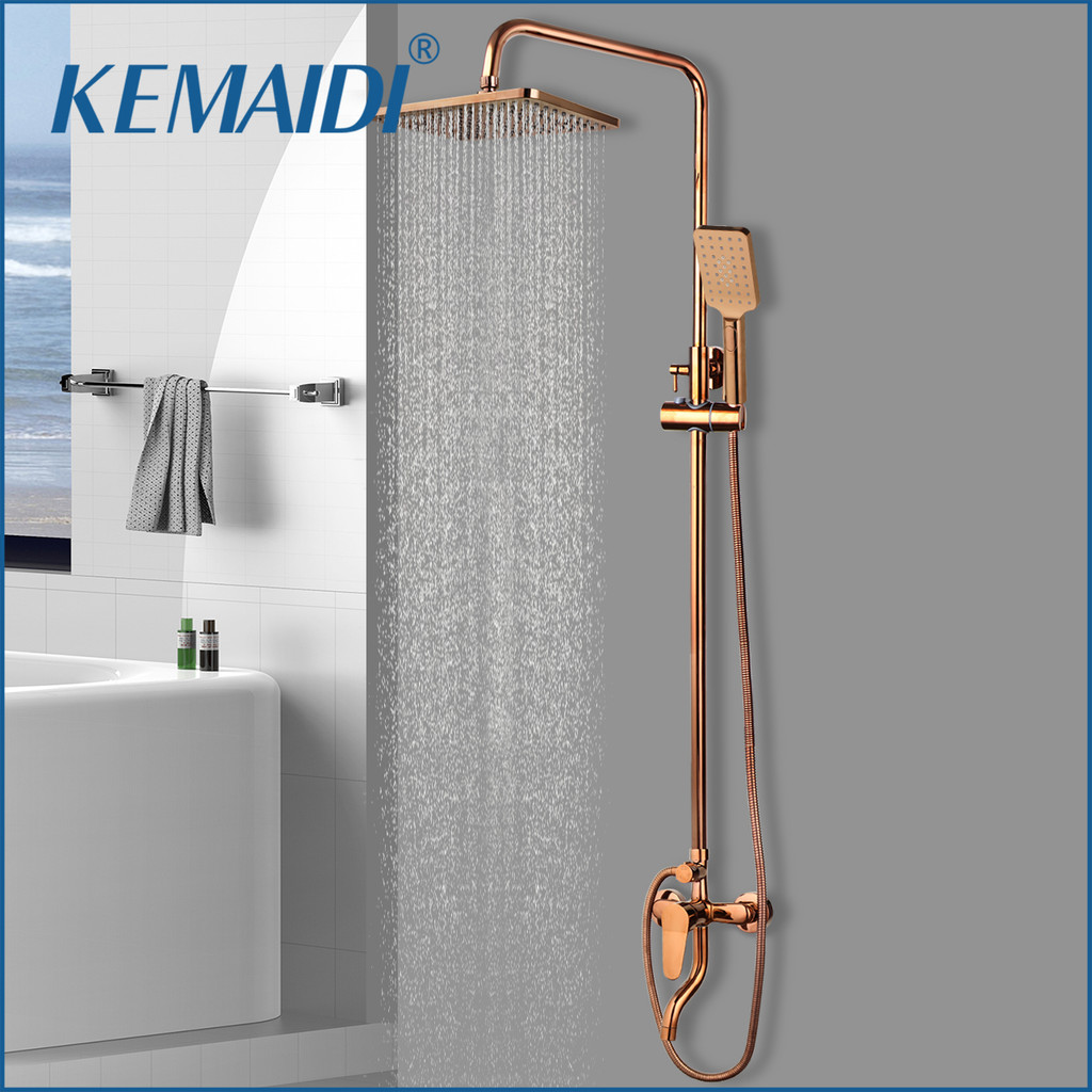 Jual KEMAIDI Shower System Rose Gold Outdoor Shower Faucet Set w/ 10 ...