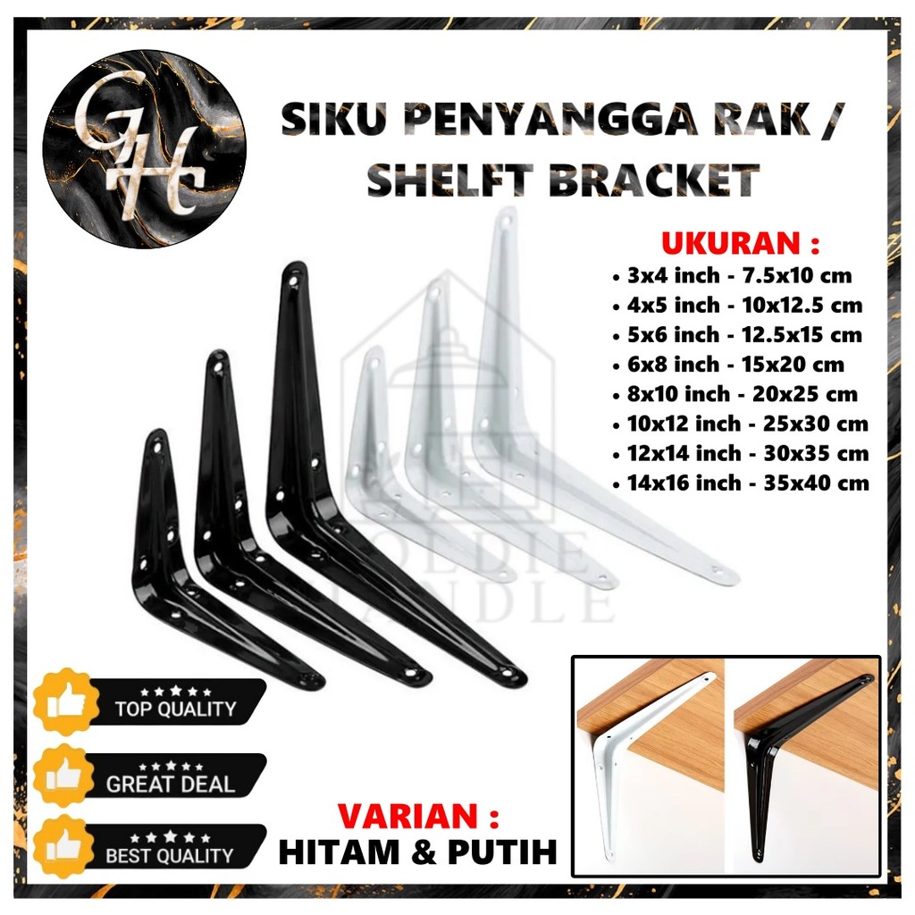 Jual Siku Penyangga Rak Dinding Besi L Shelf Bracket Ambalan Hitam ...