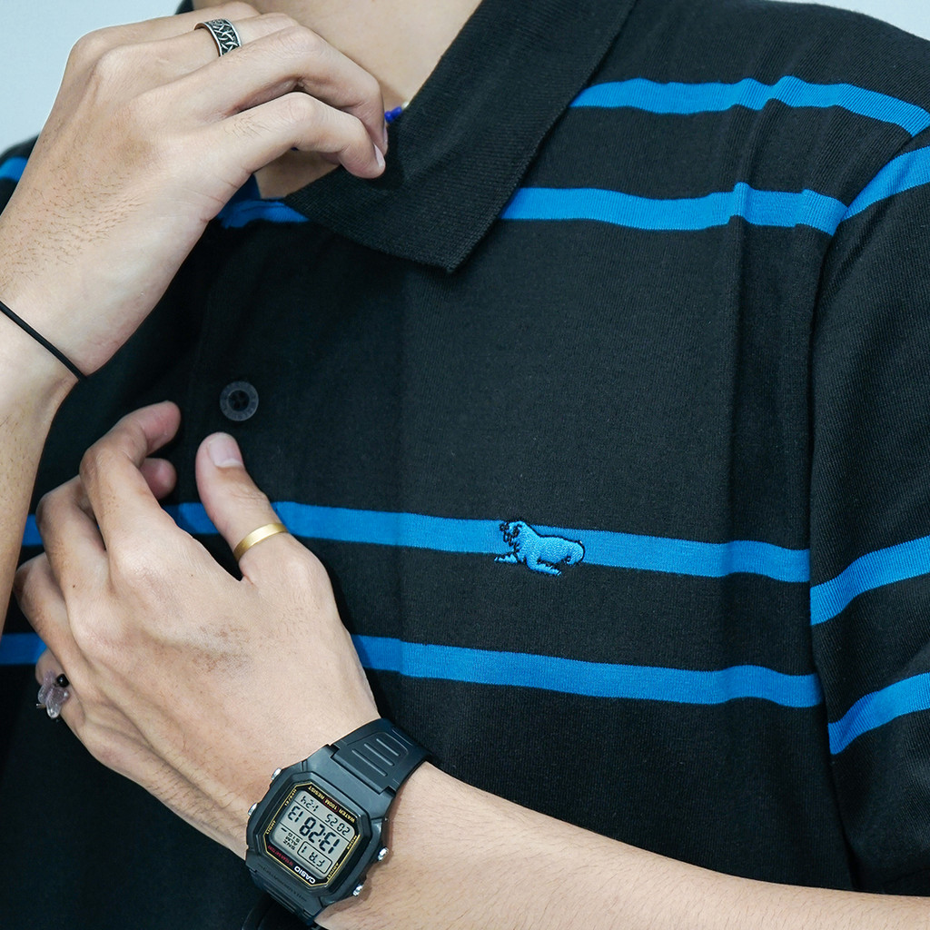 Jual WALRUS Polo Stripe Black Midnight Azure | Shopee Indonesia