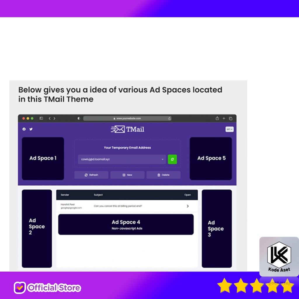Jual SOURCE CODE APLIKASI GROOT - THEME FOR TMAIL - MULTI DOMAIN TEMPORARY EMAIL SYSTEM BY ...