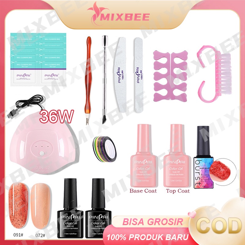 Jual 1 Set Top Coat Dan Base Coat Set Lampu mini2 Kuku UV 36W dan 2 ...