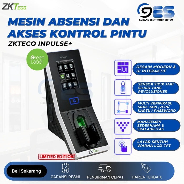 Jual Mesin Absensi Sidik jari Vein dan Akses Kontrol ZKTeco Inpulse plus | Shopee Indonesia