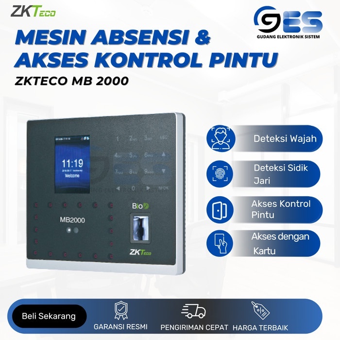 Jual Mesin Absensi Wajah Sidik Jari Zkteco MB2000 Bisa Akses Kontrol Pintu | Shopee Indonesia