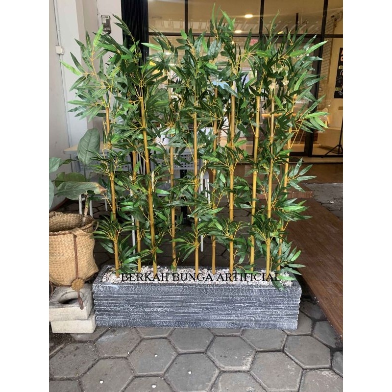 Jual Bambu Partisi Artificial T 170cm Pot cor Hiasan Dekorasi Rumah ...